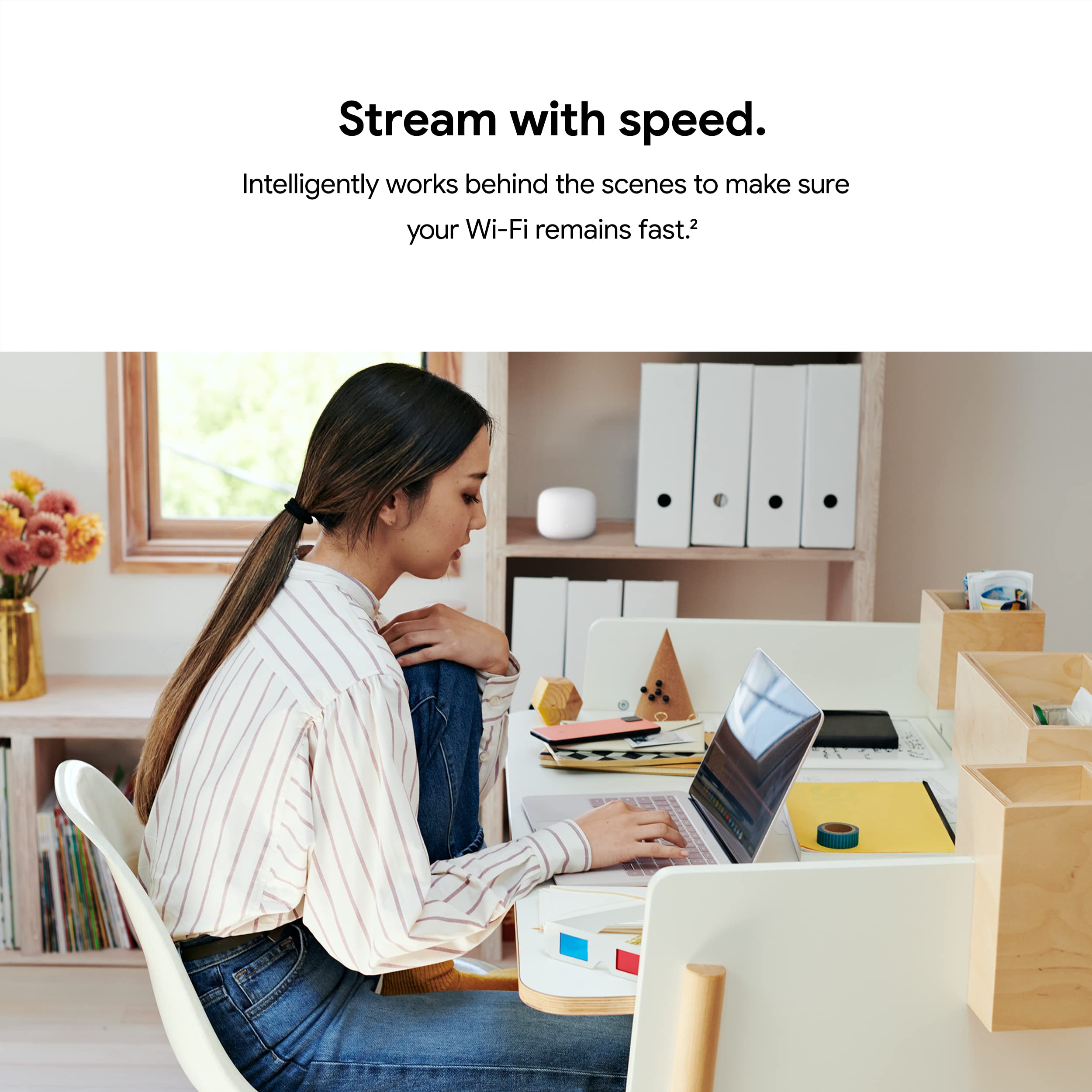 Nest WiFi Router and 2 Points - WiFi Extender with Smart Speaker - Works with Google WiFi (3 Pack) White