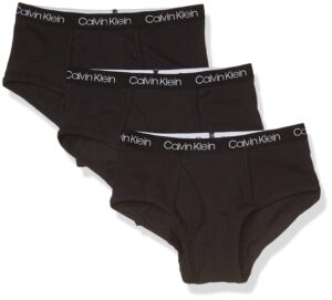 calvin klein boys' little modern cotton assorted briefs underwear, 3 pack, black/black/black, x-small