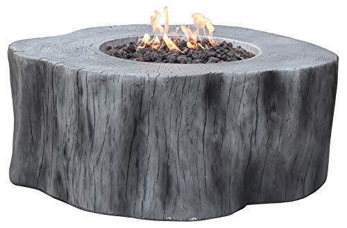 Elementi Manchester Outdoor Gas Firepit Table 42 Inches Natural Gas Fire Pit Patio Heater Concrete High Floor Clearance Firepits Outside Electronic Ignition Backyard Fireplace Cover Lava Rock Included