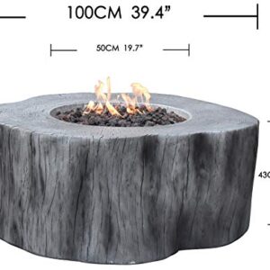 Elementi Manchester Outdoor Gas Firepit Table 42 Inches Natural Gas Fire Pit Patio Heater Concrete High Floor Clearance Firepits Outside Electronic Ignition Backyard Fireplace Cover Lava Rock Included