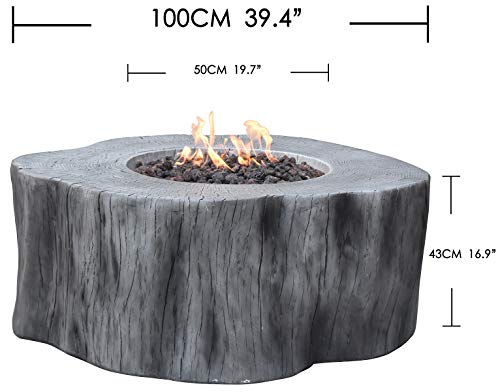 Elementi Manchester Outdoor Gas Firepit Table 42 Inches Natural Gas Fire Pit Patio Heater Concrete High Floor Clearance Firepits Outside Electronic Ignition Backyard Fireplace Cover Lava Rock Included