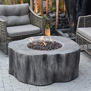 Elementi Manchester Outdoor Gas Firepit Table 42 Inches Natural Gas Fire Pit Patio Heater Concrete High Floor Clearance Firepits Outside Electronic Ignition Backyard Fireplace Cover Lava Rock Included