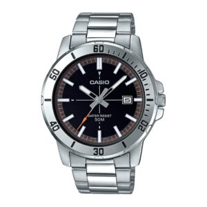 casio mtp-vd01d-1e2v men's enticer stainless steel black dial casual analog sporty watch