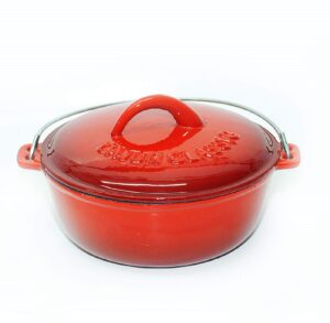 16 qt. red enamel coated cast iron dutch oven