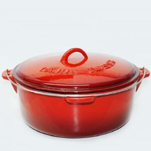 9 Qt. Red Enamel Coated Cast Iron Dutch Oven