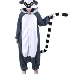 DOITNOW Lemur Pajamas Unisex Adult Jumpsuit Animal Cosplay Costumes (XXL, Gray)