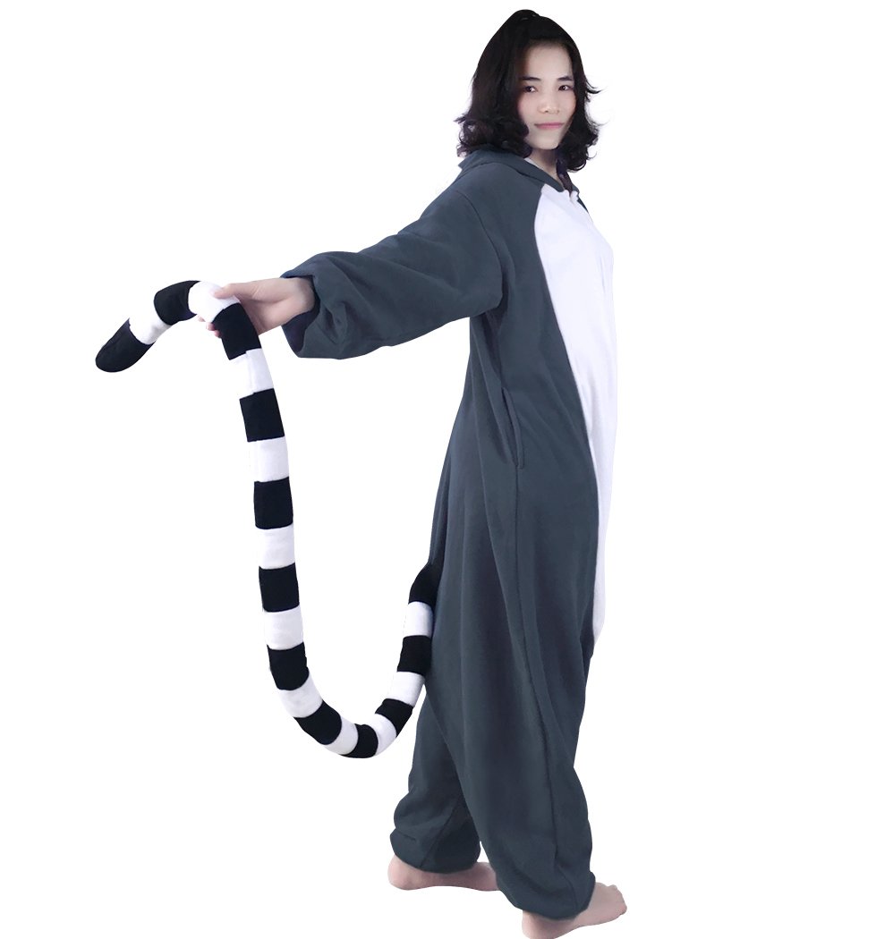 DOITNOW Lemur Pajamas Unisex Adult Jumpsuit Animal Cosplay Costumes (XXL, Gray)