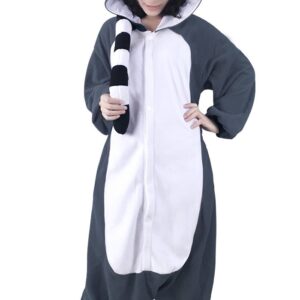 DOITNOW Lemur Pajamas Unisex Adult Jumpsuit Animal Cosplay Costumes (XXL, Gray)