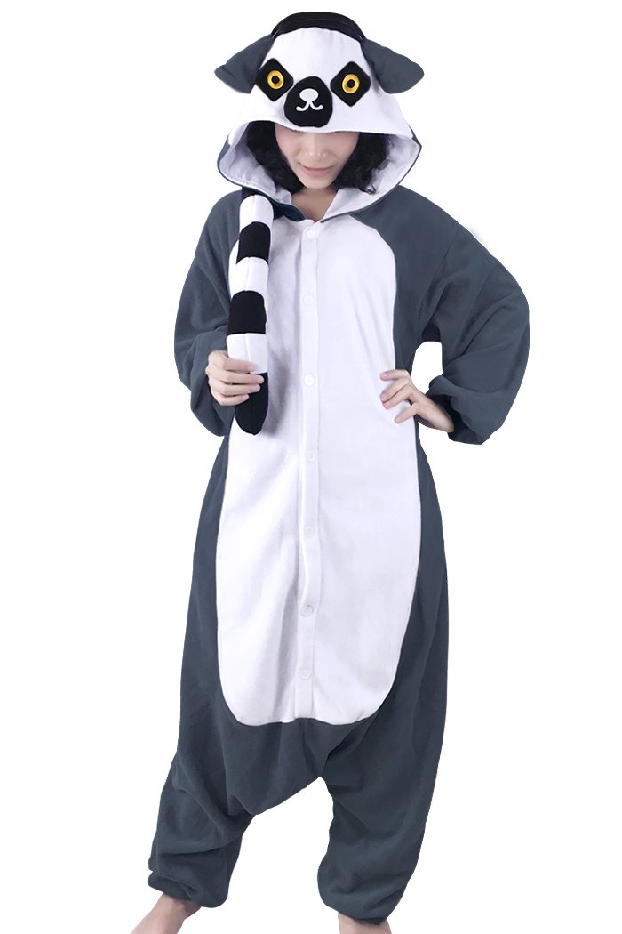 DOITNOW Lemur Pajamas Unisex Adult Jumpsuit Animal Cosplay Costumes (XXL, Gray)