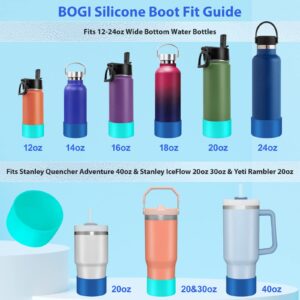 BOGI 2Pcs Silicone Boot for Stanley 40 oz Quencher & Stanley IceFlow 20oz 30oz, Noise Protective Silicone Boot for Water Bottle Anti-Slip Silicone Water Bottle Bottom Sleeve Cover for Stanley Tumbler