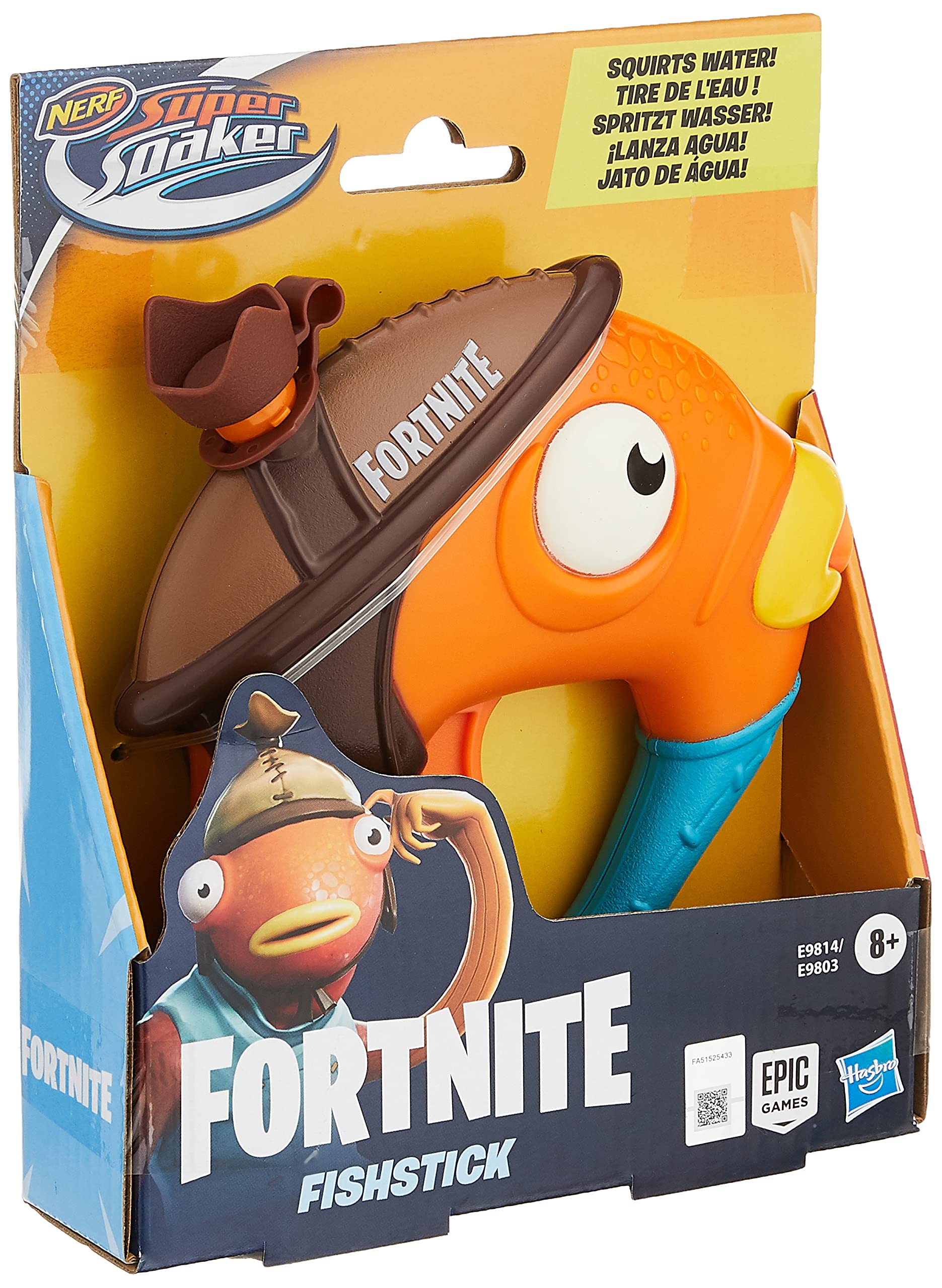 SUPERSOAKER Nerf Fortnite Fishstick Water Blaster - Fortnite Fishstick Character Design - Easy-to-Carry Micro Size - for Kids, Youth, Adults