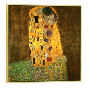 wieco art framed art the kiss by gustav klimt famous oil paintings reproductions modern giclee canvas prints canvas wall art with golden picture frames for wall decor home decorations