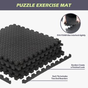 Oteymart 24 Pieces Puzzle Exercise Mat Extra Thick 3/4 Inches EVA Foam Interlocking Tiles Floor Gymnastics Mat Fitness Equipment Mat for Home Protective Flooring Cushion(96 Square feet)