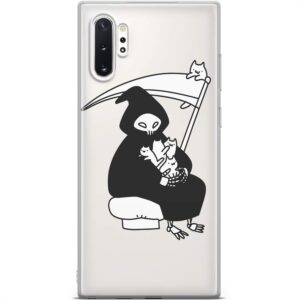 mertak case compatible with samsung galaxy a73 a72 5g a71 a70 a53 a52 a32 a50 a21s grim reaper flexible tpu protective lightweight cats design girls scythe cover death slim silicone funny women