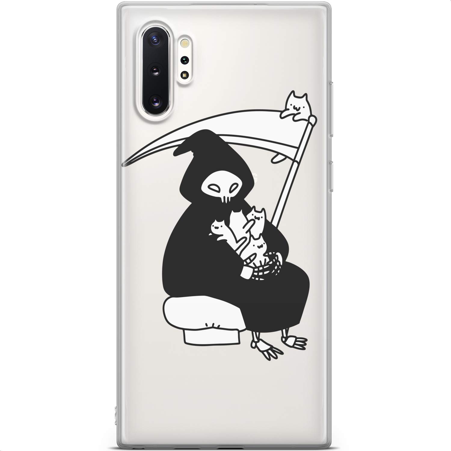 Mertak Case Compatible with Samsung Galaxy A73 A72 5G A71 A70 A53 A52 A32 A50 A21s Grim Reaper Flexible TPU Protective Lightweight Cats Design Girls Scythe Cover Death Slim Silicone Funny Women