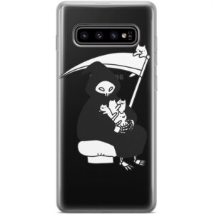 Mertak Case Compatible with Samsung Galaxy A73 A72 5G A71 A70 A53 A52 A32 A50 A21s Grim Reaper Flexible TPU Protective Lightweight Cats Design Girls Scythe Cover Death Slim Silicone Funny Women