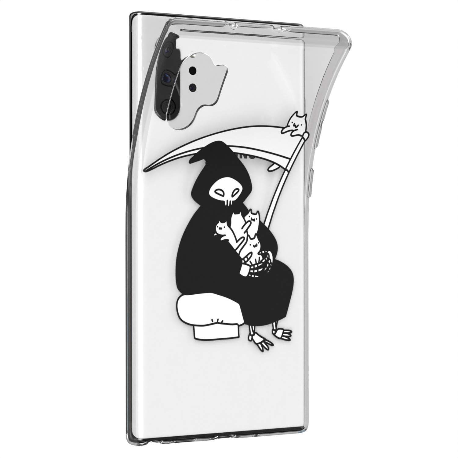 Mertak Case Compatible with Samsung Galaxy A73 A72 5G A71 A70 A53 A52 A32 A50 A21s Grim Reaper Flexible TPU Protective Lightweight Cats Design Girls Scythe Cover Death Slim Silicone Funny Women