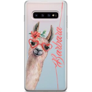 Mertak Case Compatible with Samsung Galaxy A73 A72 5G A71 A70 A53 A52 A32 A50 A21s Llama Custom Name Cover Personalized Cute Alpaca Girl TPU Funny Monogram Lightweight Slim Silicone Protective