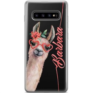 Mertak Case Compatible with Samsung Galaxy A73 A72 5G A71 A70 A53 A52 A32 A50 A21s Llama Custom Name Cover Personalized Cute Alpaca Girl TPU Funny Monogram Lightweight Slim Silicone Protective