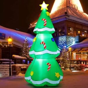 goosh 5 ft christmas inflatables tree outdoor decorations blow up tree yard decoration with built-in leds for xmas holiday party indoor garden lawn decor