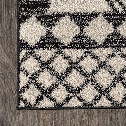 JONATHAN Y MOH200A-4 Amir Moroccan Beni Souk Indoor Area-Rug Bohemian Farmhouse Rustic Geometric Easy-Cleaning Bedroom Kitchen Living Room Non Shedding, 4 X 6, Cream,black