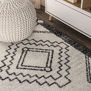 JONATHAN Y MOH200A-4 Amir Moroccan Beni Souk Indoor Area-Rug Bohemian Farmhouse Rustic Geometric Easy-Cleaning Bedroom Kitchen Living Room Non Shedding, 4 X 6, Cream,black