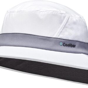 Coolibar UPF 50+ Men's Women's Fore Golf Hat - Sun Protective (Medium/Large- White/Steel Grey)