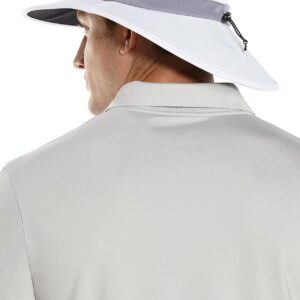 Coolibar UPF 50+ Men's Women's Fore Golf Hat - Sun Protective (Medium/Large- White/Steel Grey)