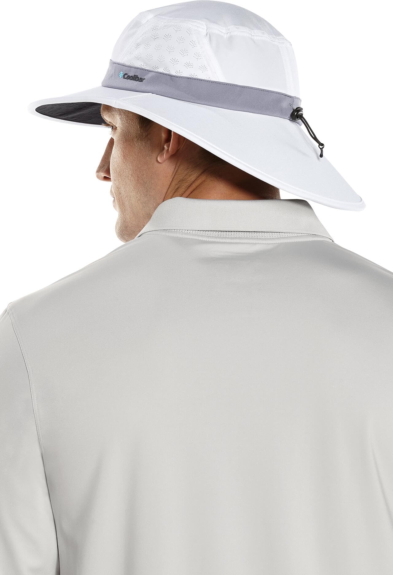 Coolibar UPF 50+ Men's Women's Fore Golf Hat - Sun Protective (Medium/Large- White/Steel Grey)