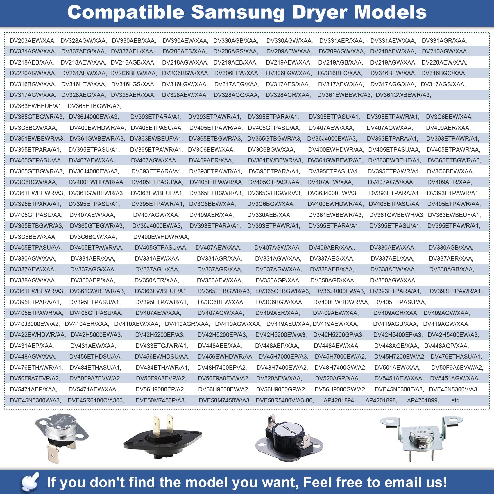 DC47-00016A Thermal Fuse & DC96-00887A Thermal Fuse & DC32-00007A Dryer Thermistor & DC47-00018A Thermostat Dryer Kit Replacement Part-Compatible with samsung lg & kenmore Dryers