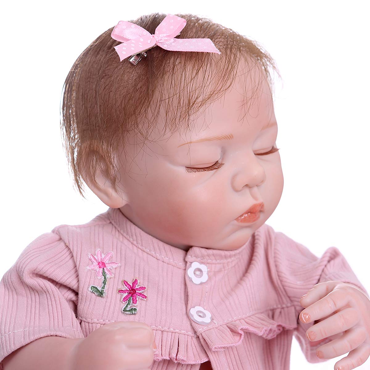 TERABITHIA 18inches 48cm Real Life Premie Sweet Sleeping Newborn Cuddy Baby Doll Washable Soft Touch Silicone Vinyl Full Body Reborn Girl Dolls Anatomically Correct