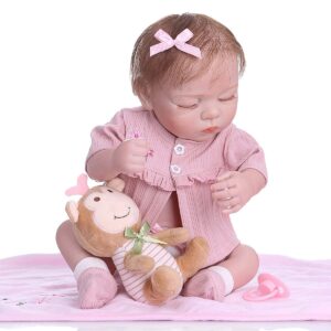 TERABITHIA 18inches 48cm Real Life Premie Sweet Sleeping Newborn Cuddy Baby Doll Washable Soft Touch Silicone Vinyl Full Body Reborn Girl Dolls Anatomically Correct