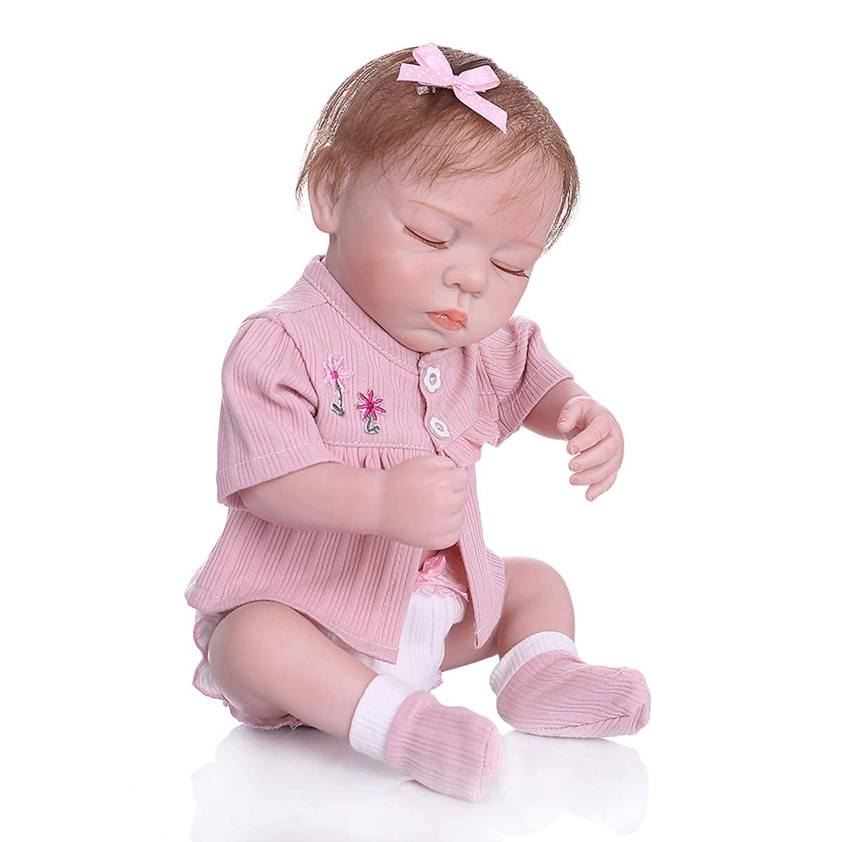 TERABITHIA 18inches 48cm Real Life Premie Sweet Sleeping Newborn Cuddy Baby Doll Washable Soft Touch Silicone Vinyl Full Body Reborn Girl Dolls Anatomically Correct