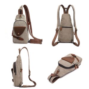 KL928 Canvas Sling Bag Crossbody Backpack Shoulder Casual Rucksack for Men Women