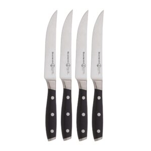 messermeister avanta 5” fine edge steak knife set - german x50 stainless steel - rust resistant & easy to maintain - includes 4 steak knives