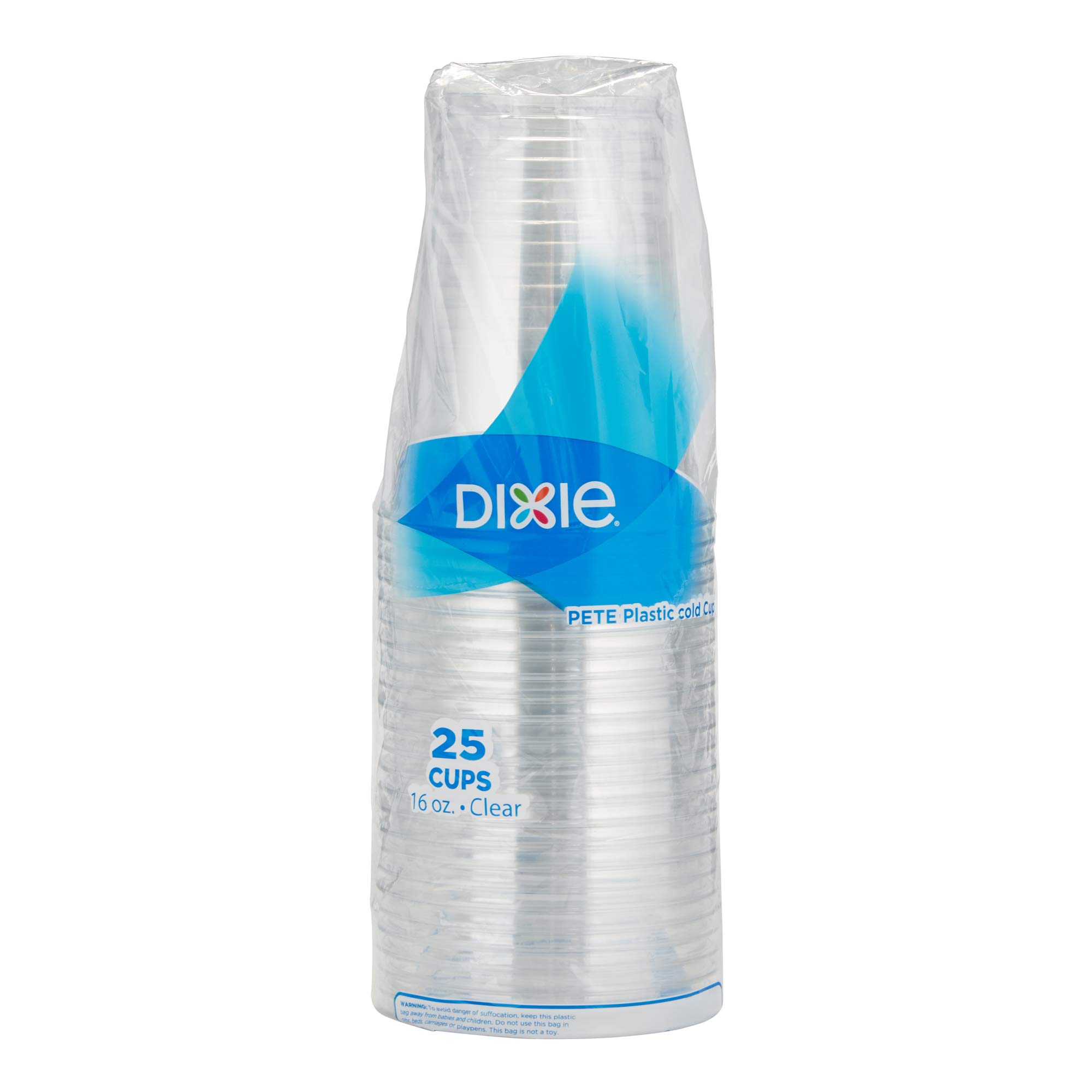 Dixie 16 oz. PETE Plastic Cold Cups by GP PRO (Georgia-Pacific), Clear, CPET16DX, 500 Cups (25 Cups Per Sleeve, 20 Sleeves Per Case)