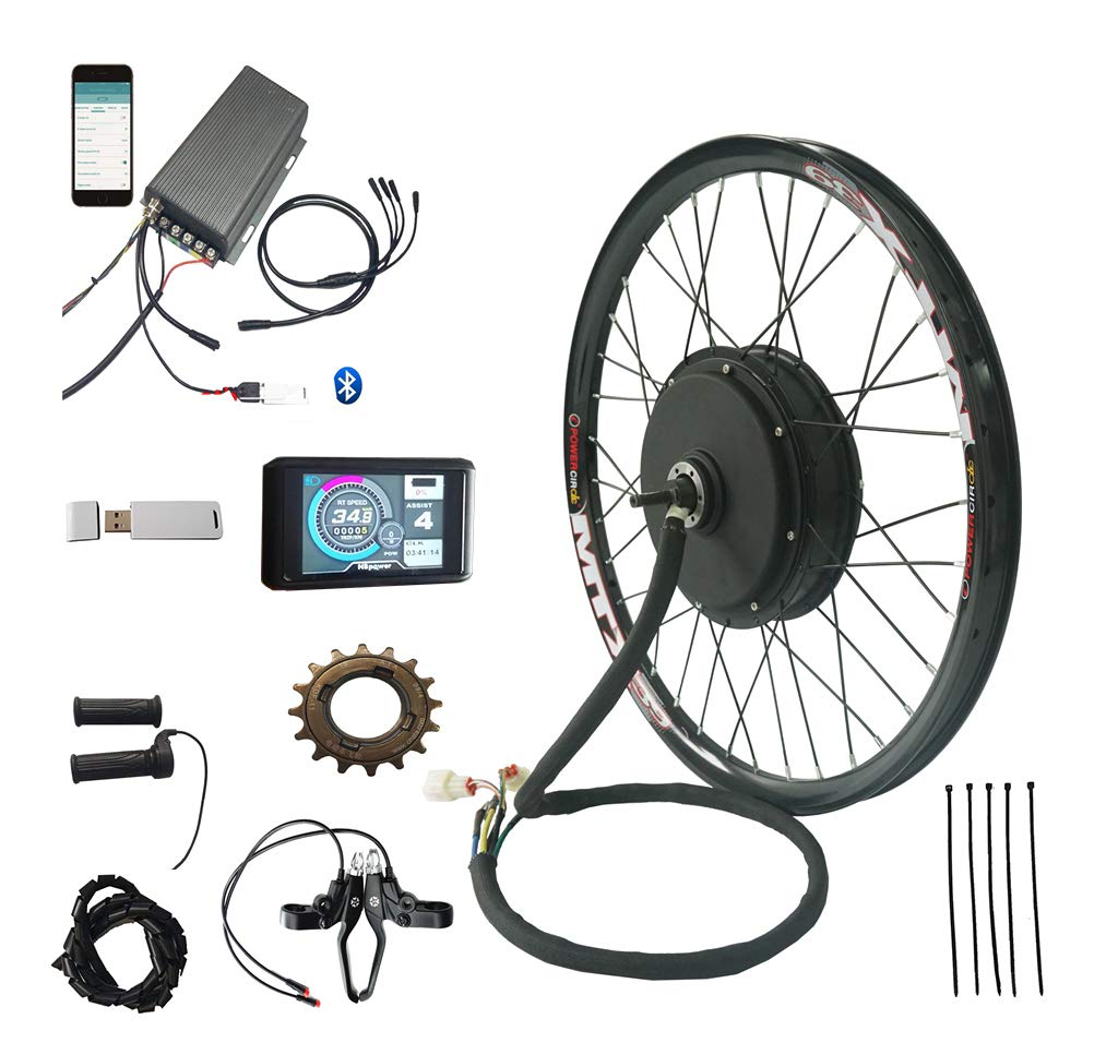 NBPOWER Programmable TFT Color Display Ebike 72v 5kw Rear Wheel Electric Bicycle Motor Kit 72V 5000W Electric Bike Conversion Kit (24inch)