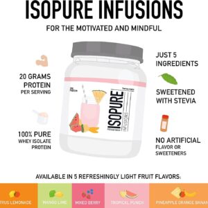 Isopure Protein Powder, Clear Whey Isolate Protein, Post Workout Recovery Drink Mix, Gluten Free with Zero Added Sugar, Infusions- Tropical Punch, 36 Servings