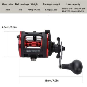 Sougayilang Trolling Reel Level Wind Conventional Reel Graphite Body Fishing Reel, Durable Stainless-Steel, Large Line Capacity-DTR30 Right handle