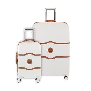 delsey paris chatelet hard+ hardside luggage with spinner wheels, champagne white, 2 piece set 21/28