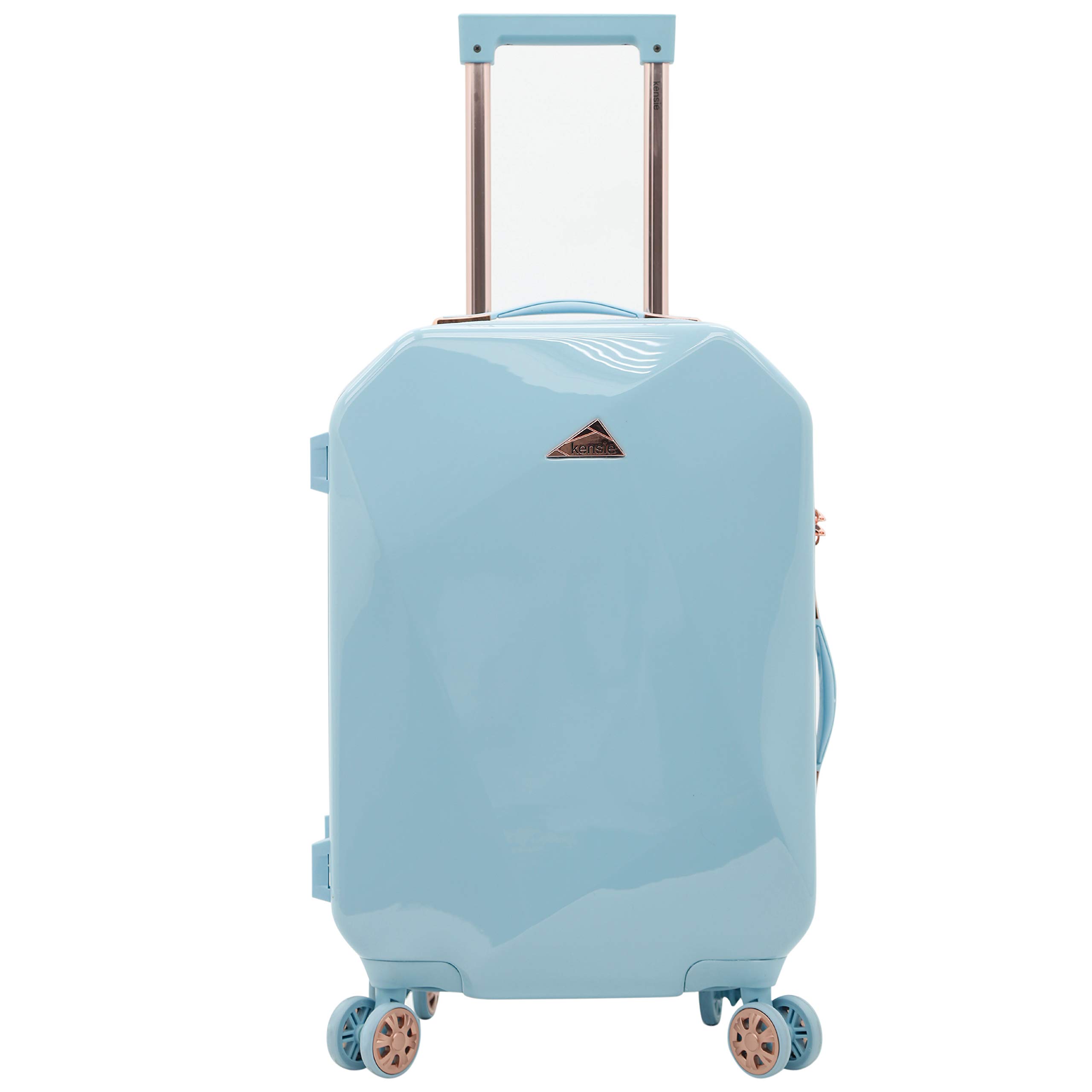 kensie Women's Shiny Diamond Hardside Spinner Luggage, Sky Blue, 2-Piece Set (20/28)