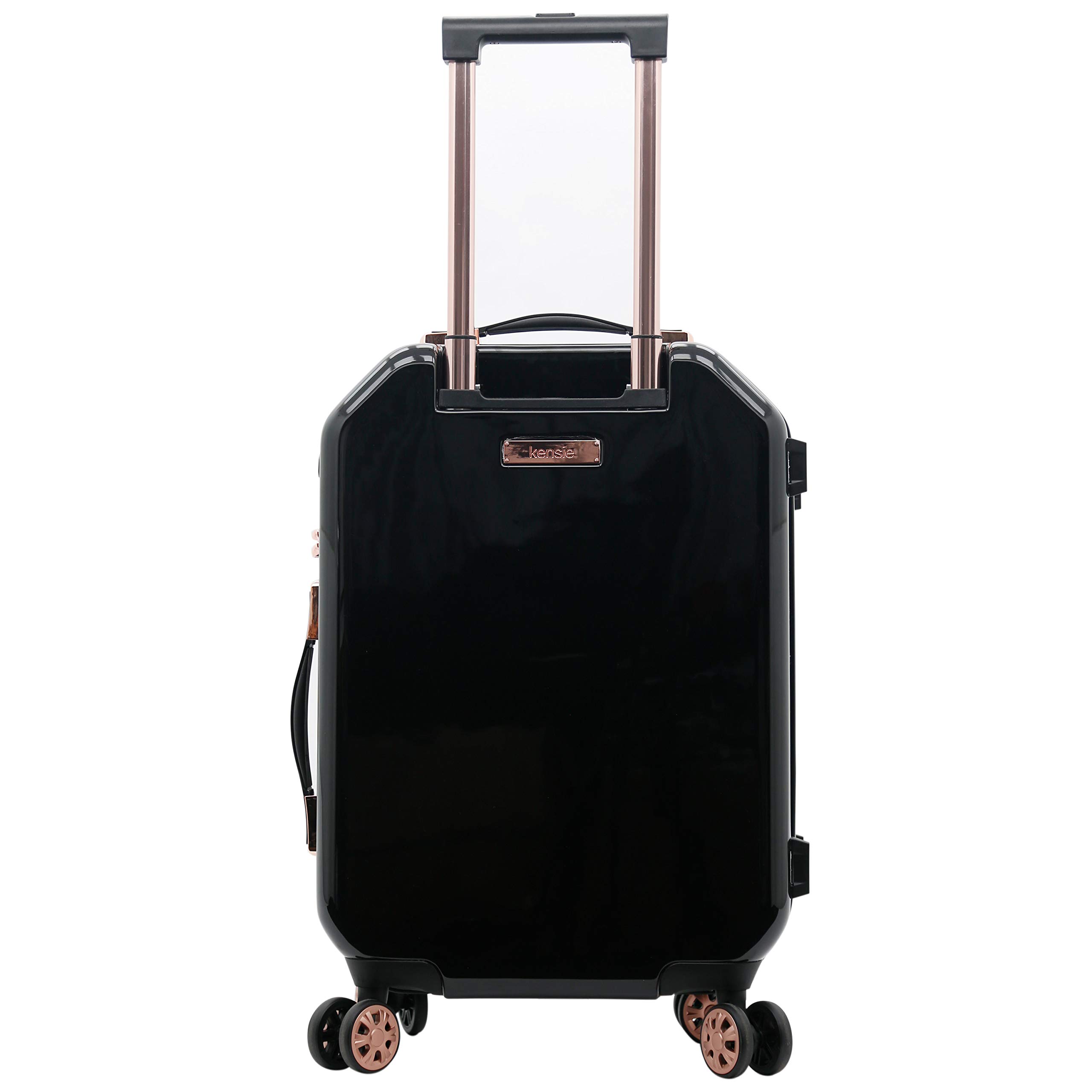 kensie Women's Shiny Diamond Hardside Spinner Luggage, Black, 2-Piece Set (20/28)