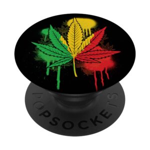 marijuana cannabis leaf rasta jamaican flag weed cbd thc pot popsockets standard popgrip