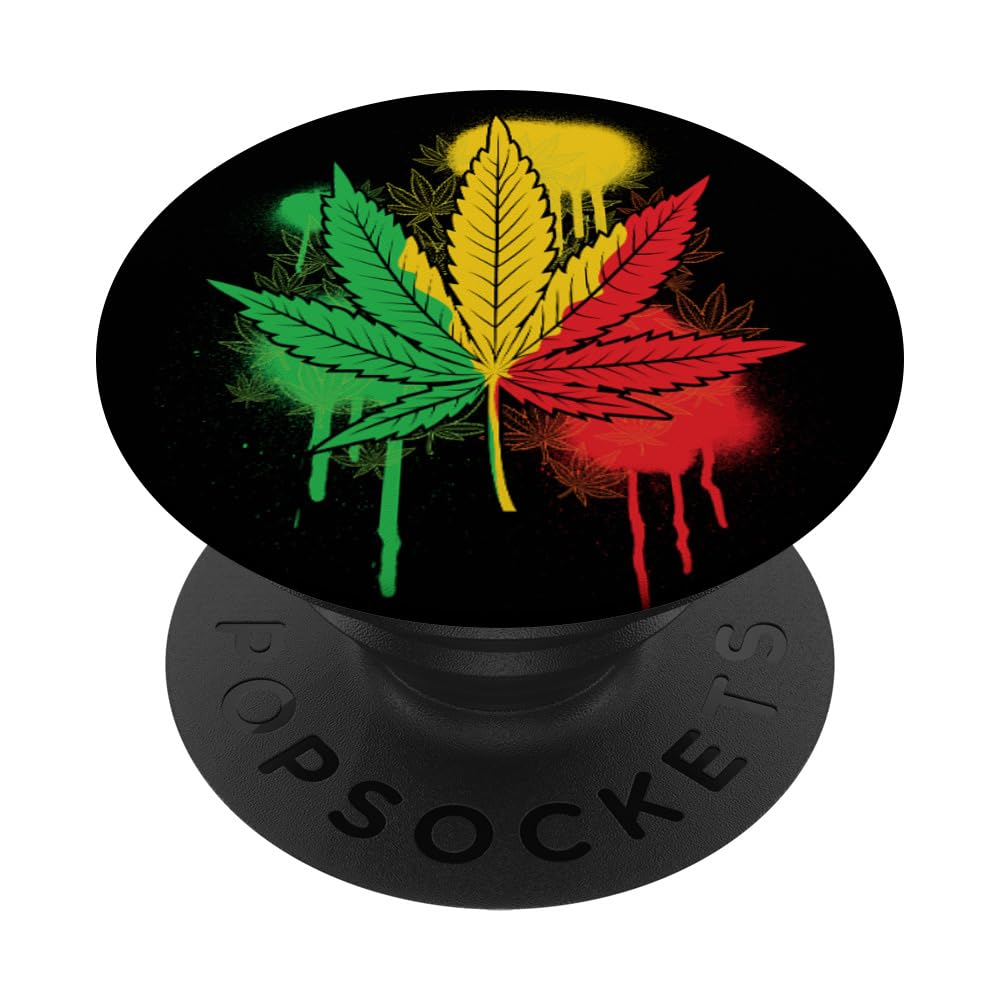 Marijuana Cannabis Leaf Rasta Jamaican Flag Weed CBD THC Pot PopSockets Standard PopGrip