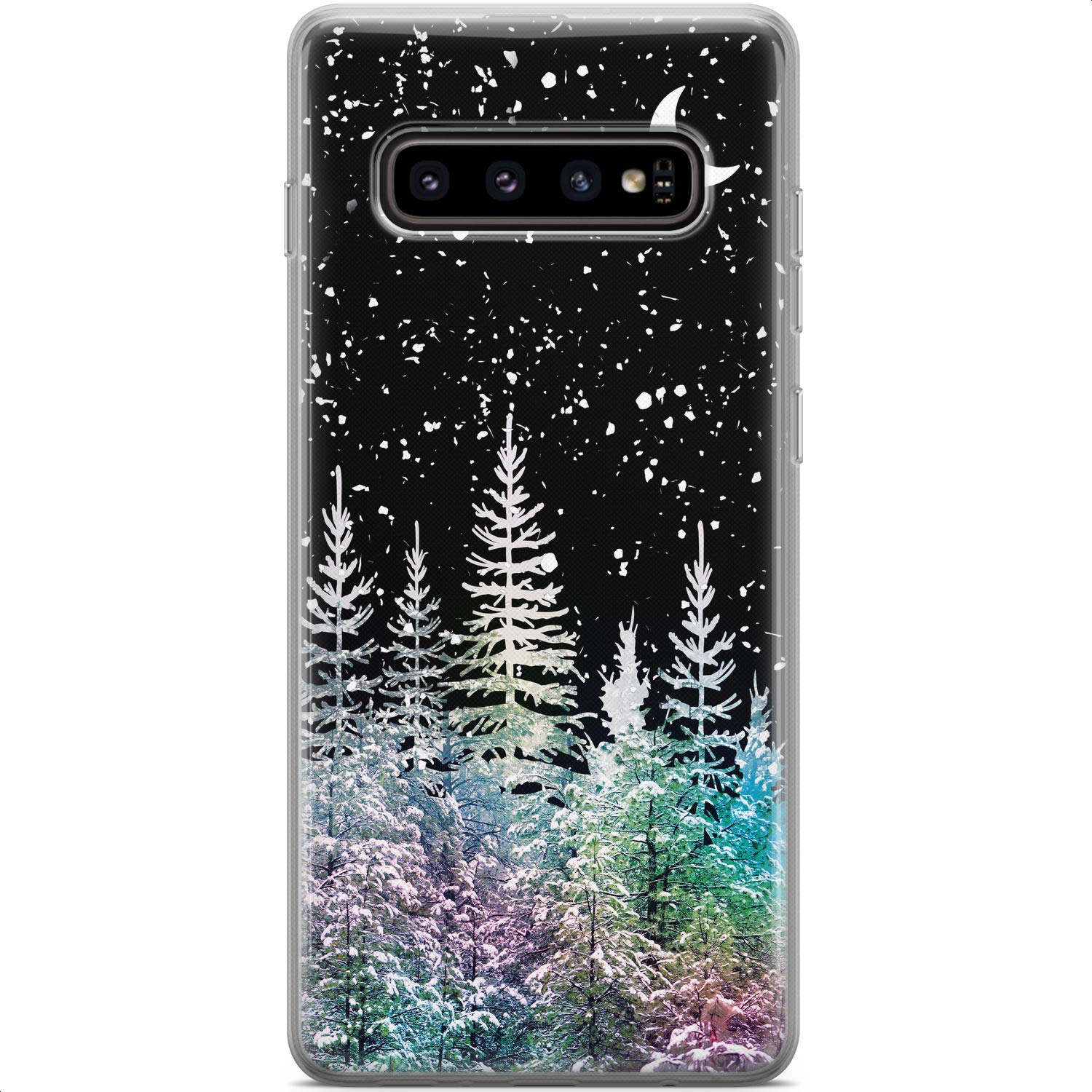 Mertak Case Compatible with Samsung Galaxy A73 A72 5G A71 A70 A53 A52 A32 A50 A21s Silicone Christmas Flexible Slim Design Protective Trees TPU Cover Lightweight Nature Snow Forest Winter