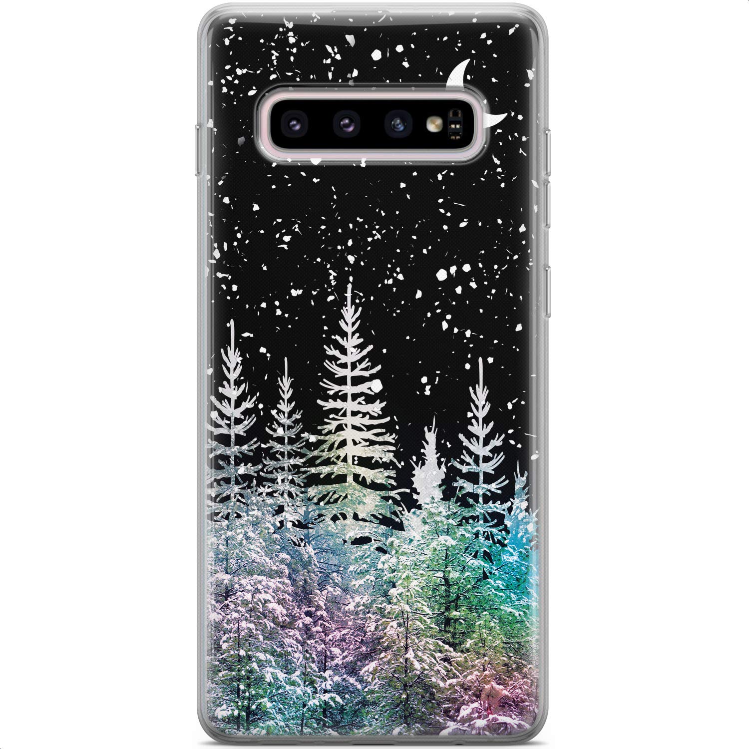 Mertak Case Compatible with Samsung Galaxy A73 A72 5G A71 A70 A53 A52 A32 A50 A21s Silicone Christmas Flexible Slim Design Protective Trees TPU Cover Lightweight Nature Snow Forest Winter