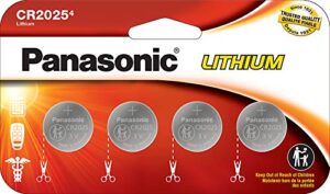 panasonic cr2025 3.0 volt long lasting lithium coin cell batteries in child resistant, standards based packaging, 4 pack