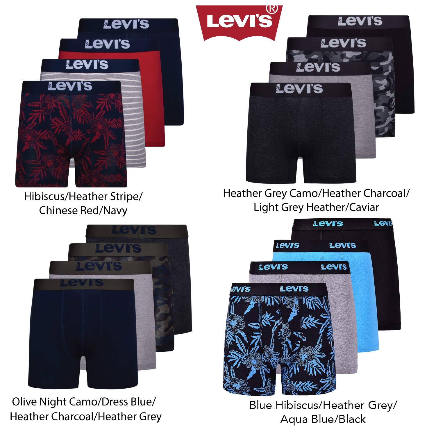 Levi's Mens Boxer Briefs Cotton Stretch Underwear For Men 4 Pack