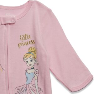 Disney Princess Belle Aurora Cinderella Newborn Baby Girls 2 Pack Zip Up Sleep N' Plays/Pink 0-3 Months