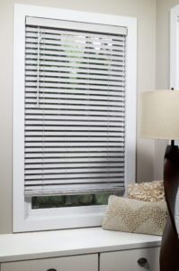 2-inch flat slat faux wood cordless room darkening blind for windows - starting at $18.97 - (over 1,000 custom sizes) faux wood blinds, window blinds cordless, gray - 22" w x 60" h